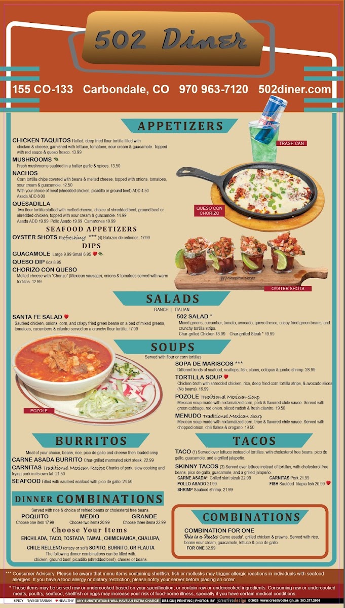 502 Diner Menu (Full Menu Update 2026)