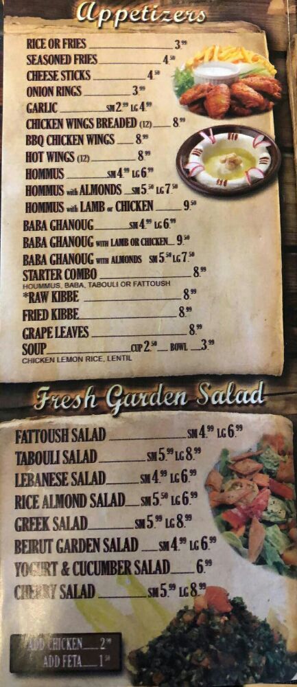 Beirut Garden Menu (Full Menu Update 2026)
