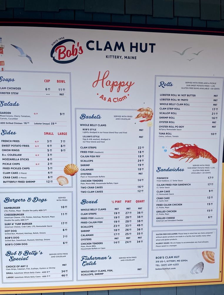 Bobs Clam Hut Menu (Full Menu Update 2026)