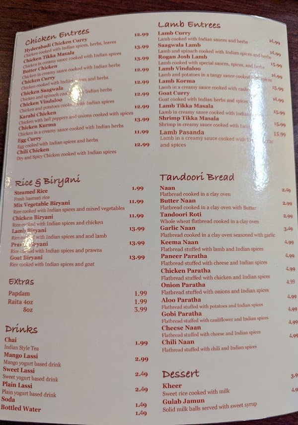Little India Cafe Menu (Full Menu Update 2026)