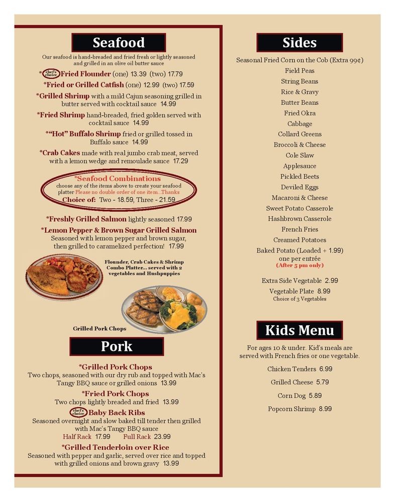 McLeans Ole Time Cafe Menu (Full Menu Update 2026)
