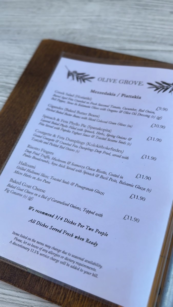 Olive Grove Menu (Full Menu Update 2026)