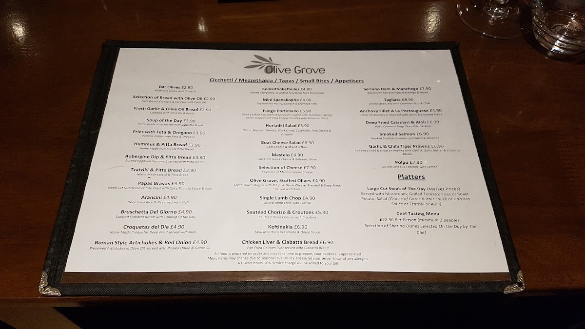 Olive Grove Menu (Full Menu Update 2026)