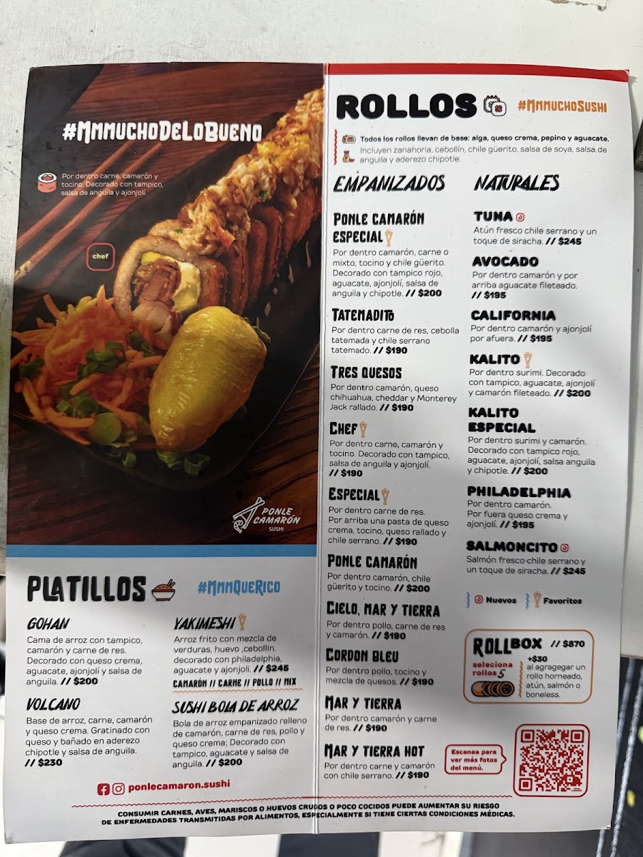 Ponle Camarón Sushi Menu (Full Menu Update 2026)