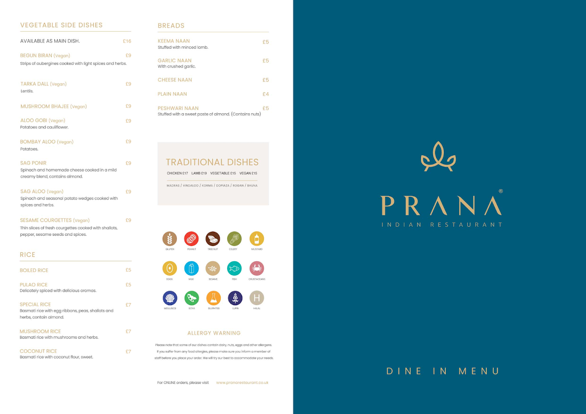 Prana Indian Restaurant Menu (Full Menu Update 2026)