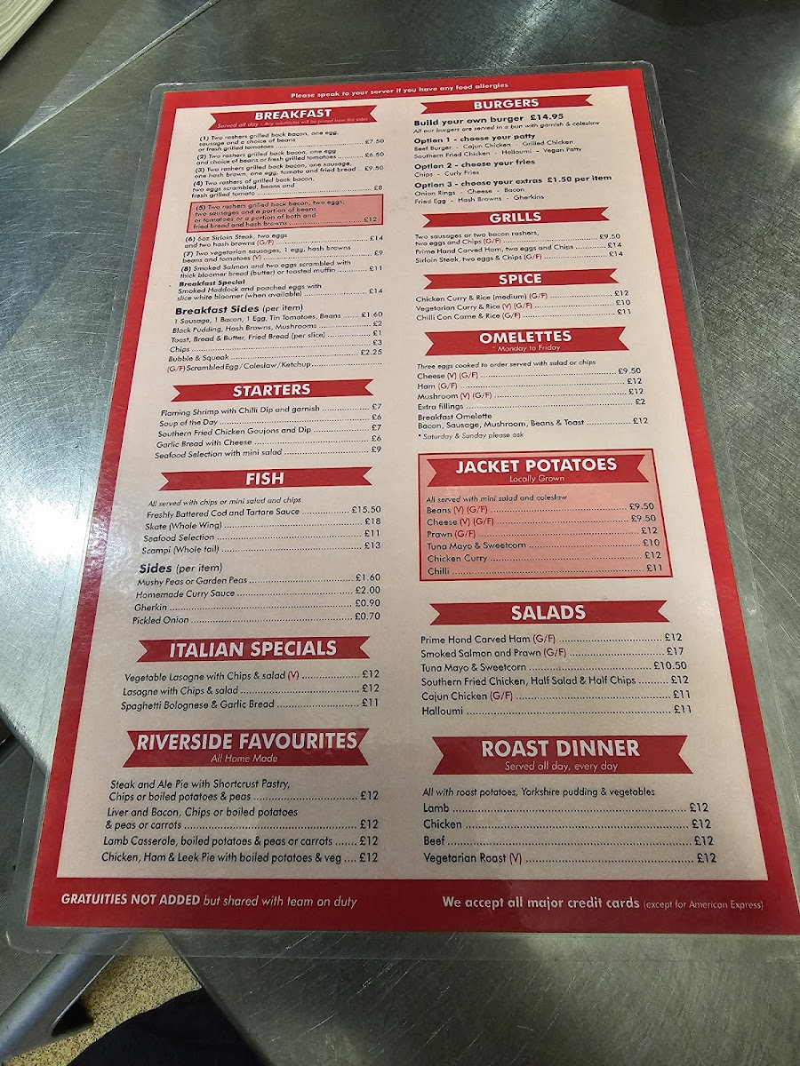 Riverside Cafe Southend-on-Sea Menu (Full Menu Update 2026)